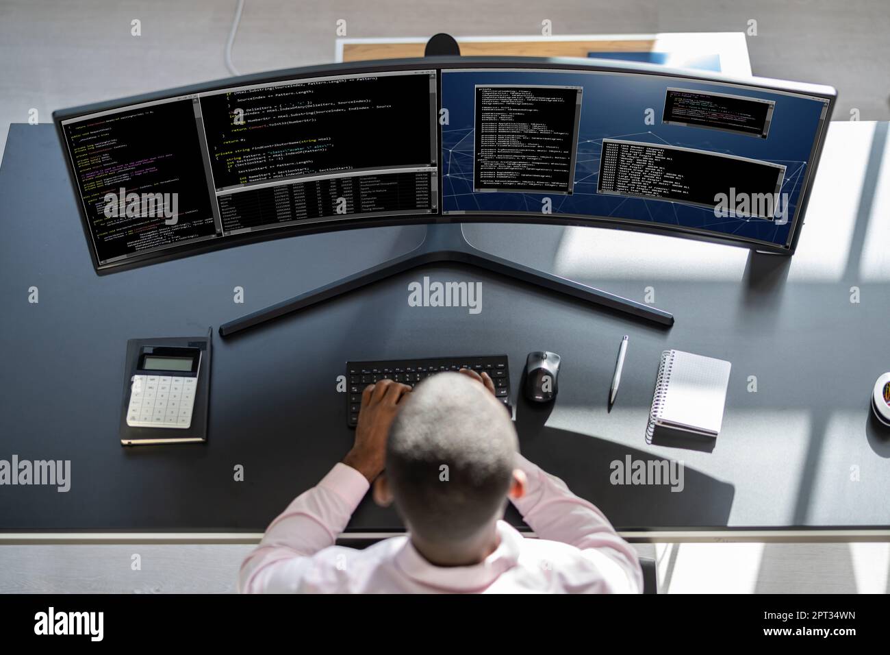 African American Man Programmer. Coding On Computer Stock Photo - Alamy
