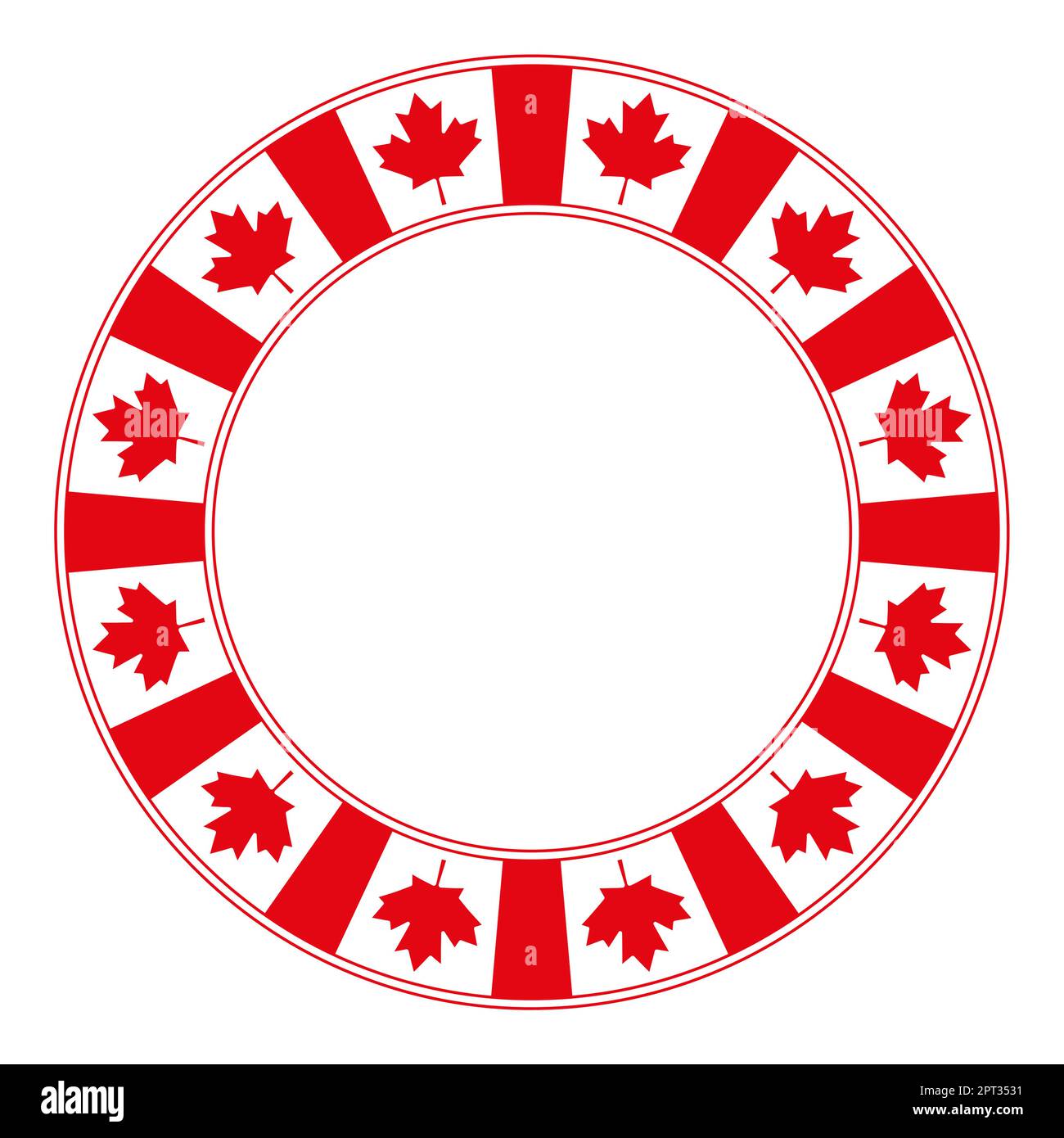 National flag of Canada motif, circle frame with Maple Leaf pattern ...