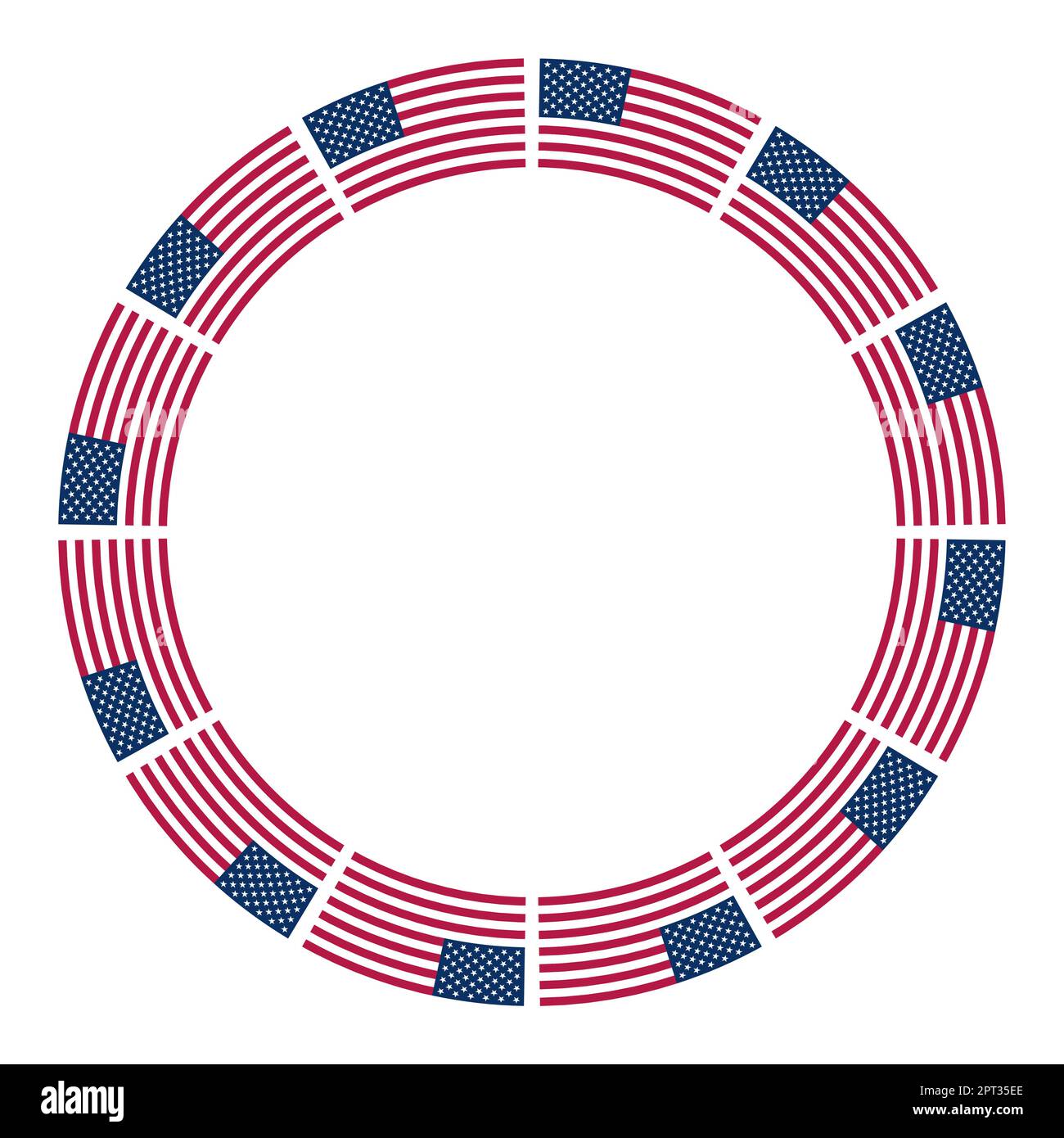 Flag of the United States, circle frame with stars and stripes pattern ...