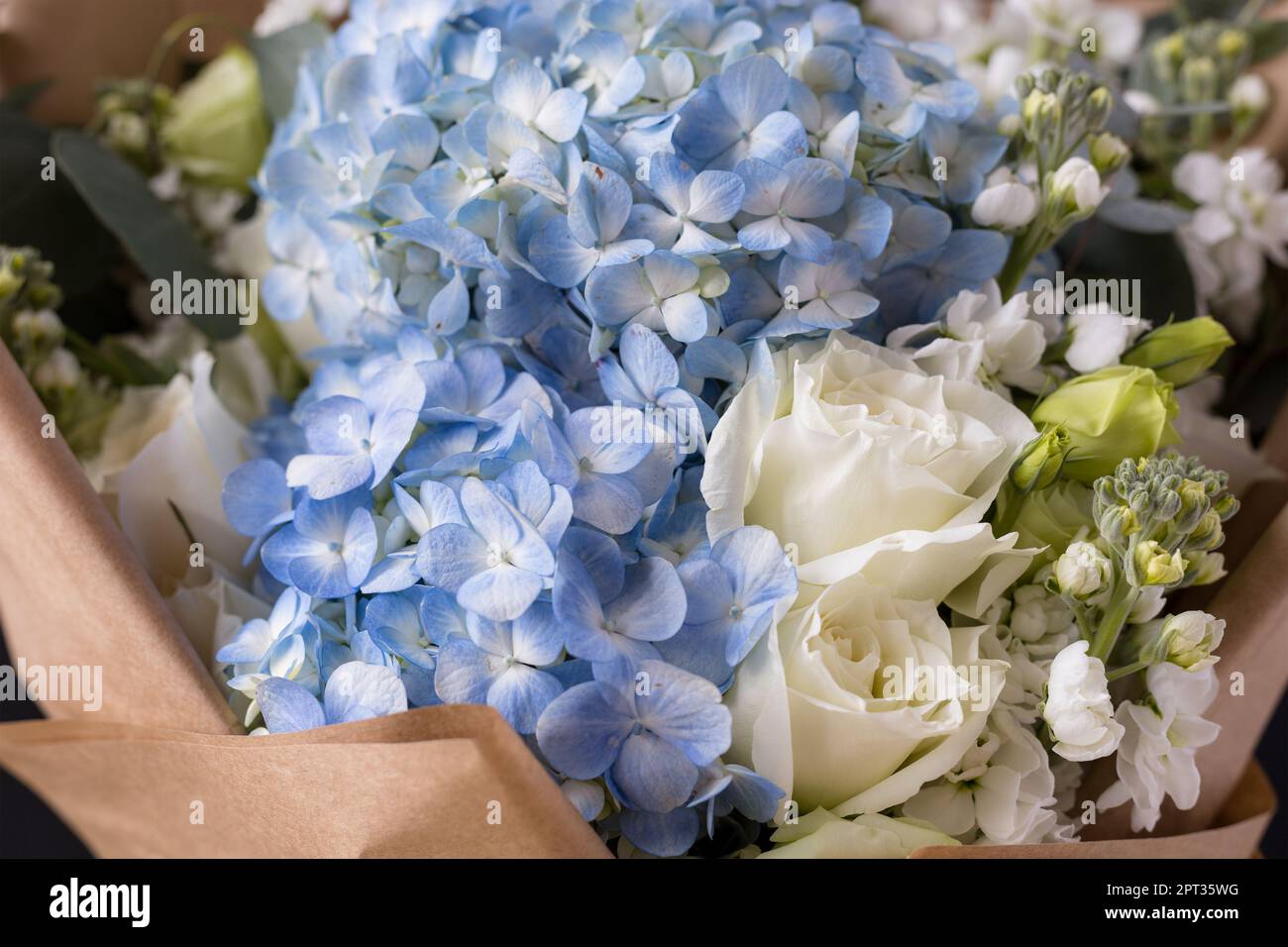 Beautiful flower bouquet in blue color Stock Photo - Alamy