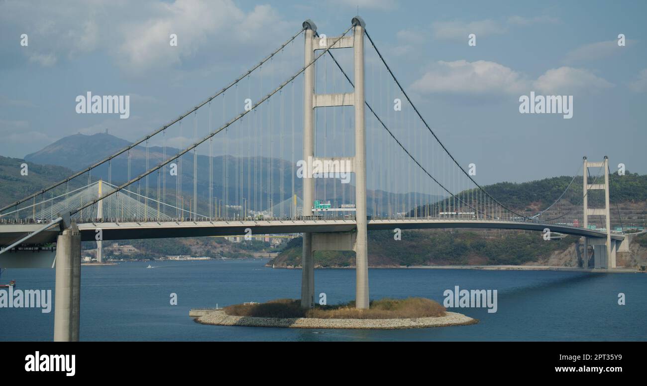 Tsing Ma Suspension bridge in Hong Kong city Stock Photo - Alamy