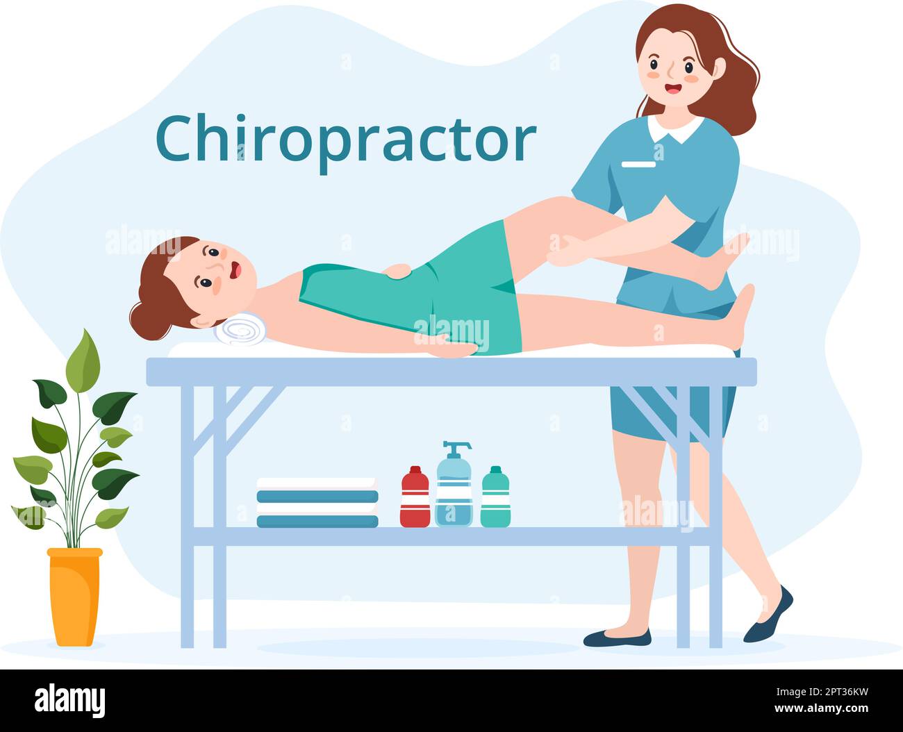 Chiropractor Flat Cartoon Hand Drawn Templates Illustration of Patient ...