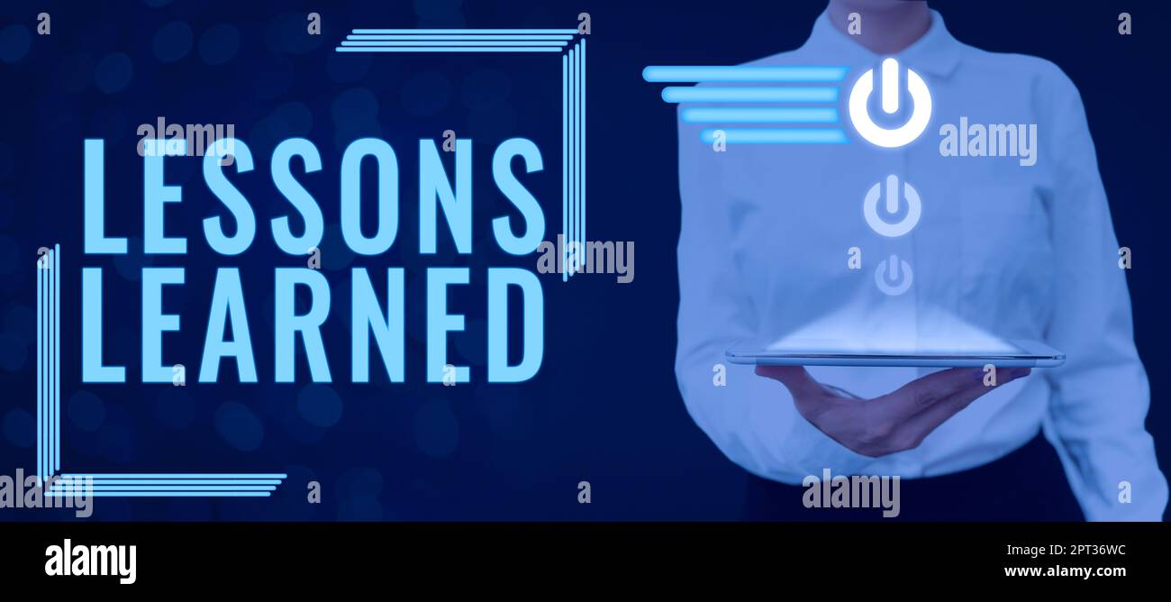 Text caption presenting Lessons Learned, Word Written on experiences garnered from understanding ...