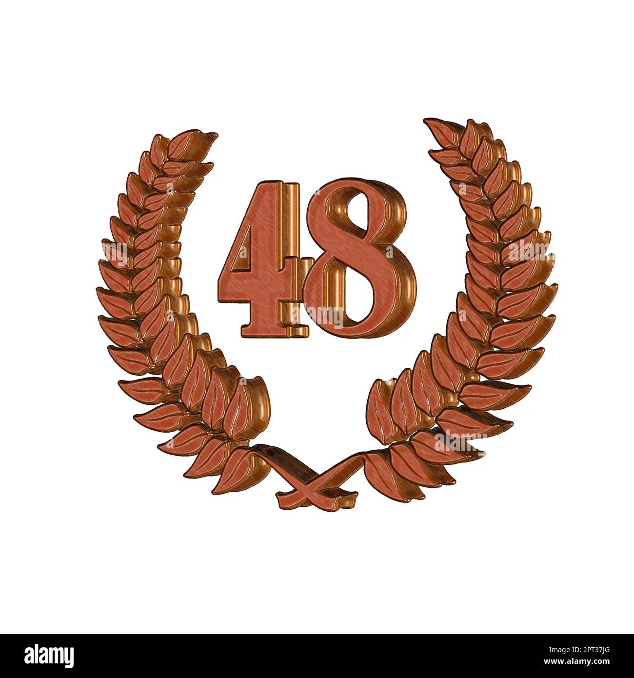 Number 48 with laurel wreath or honor wreath as a 3D-illustration, 3D ...
