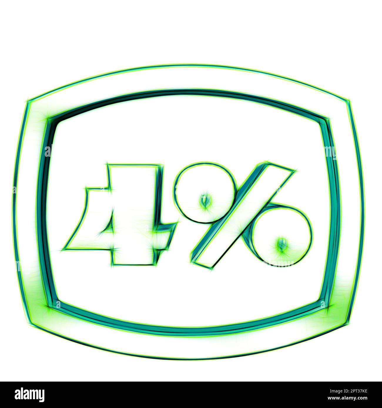 4%, 4 percent as a 3D illustration, 3D rendering Stock Photo - Alamy