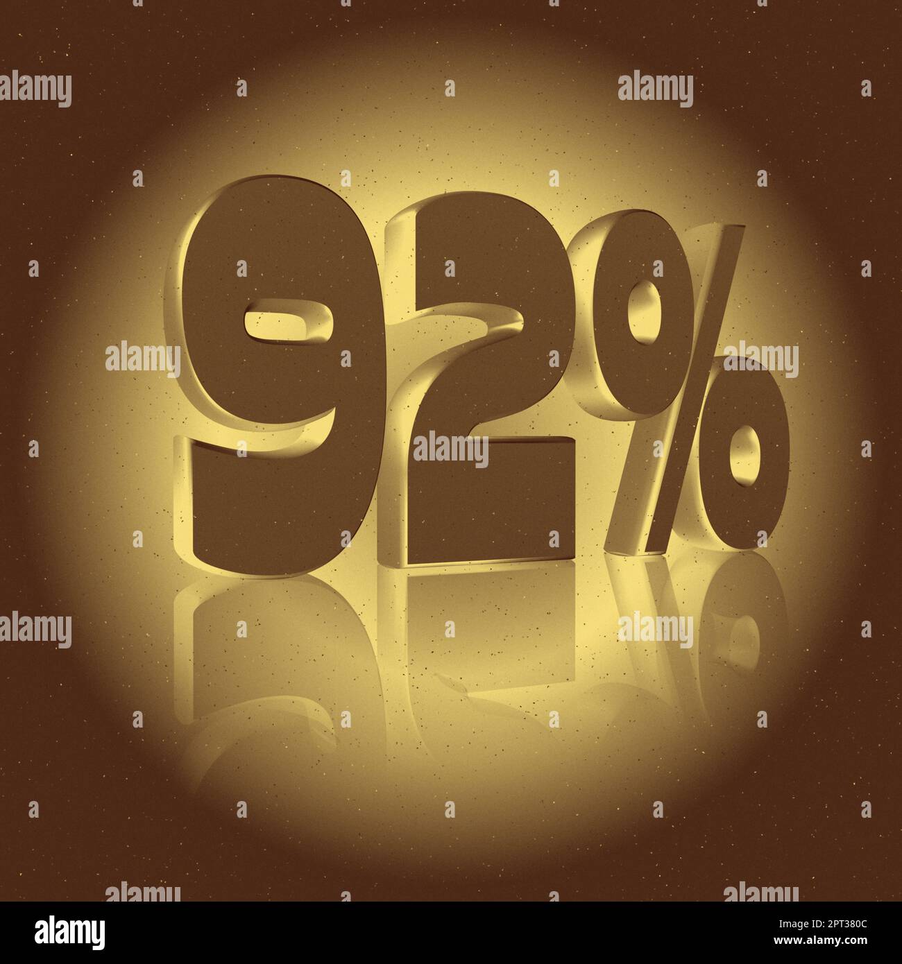 92%, 92 percent as a 3D illustration, 3D rendering Stock Photo - Alamy
