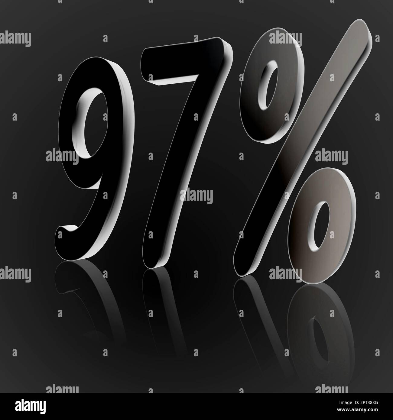 97%, 97 percent as a 3D illustration, 3D rendering Stock Photo - Alamy