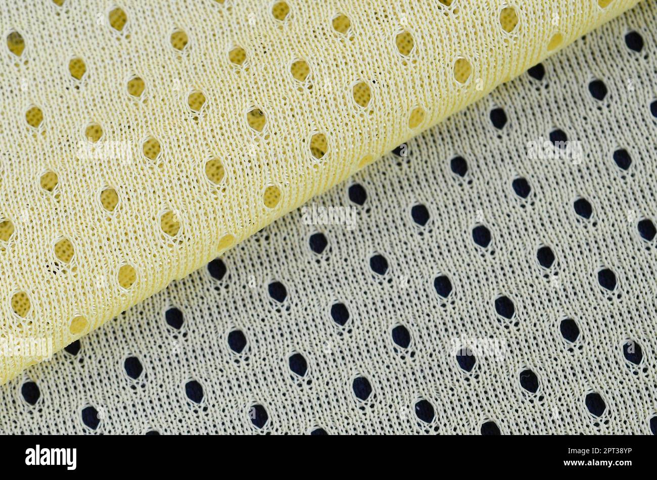 Yellow mesh sport wear fabric textile pattern background. Yellow color ...