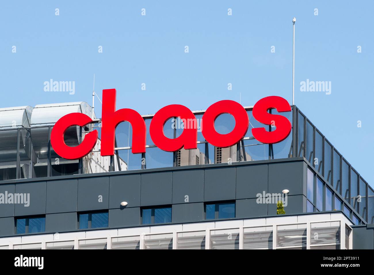 Chaos logo and sign on the Sofia Office Center business building in ...