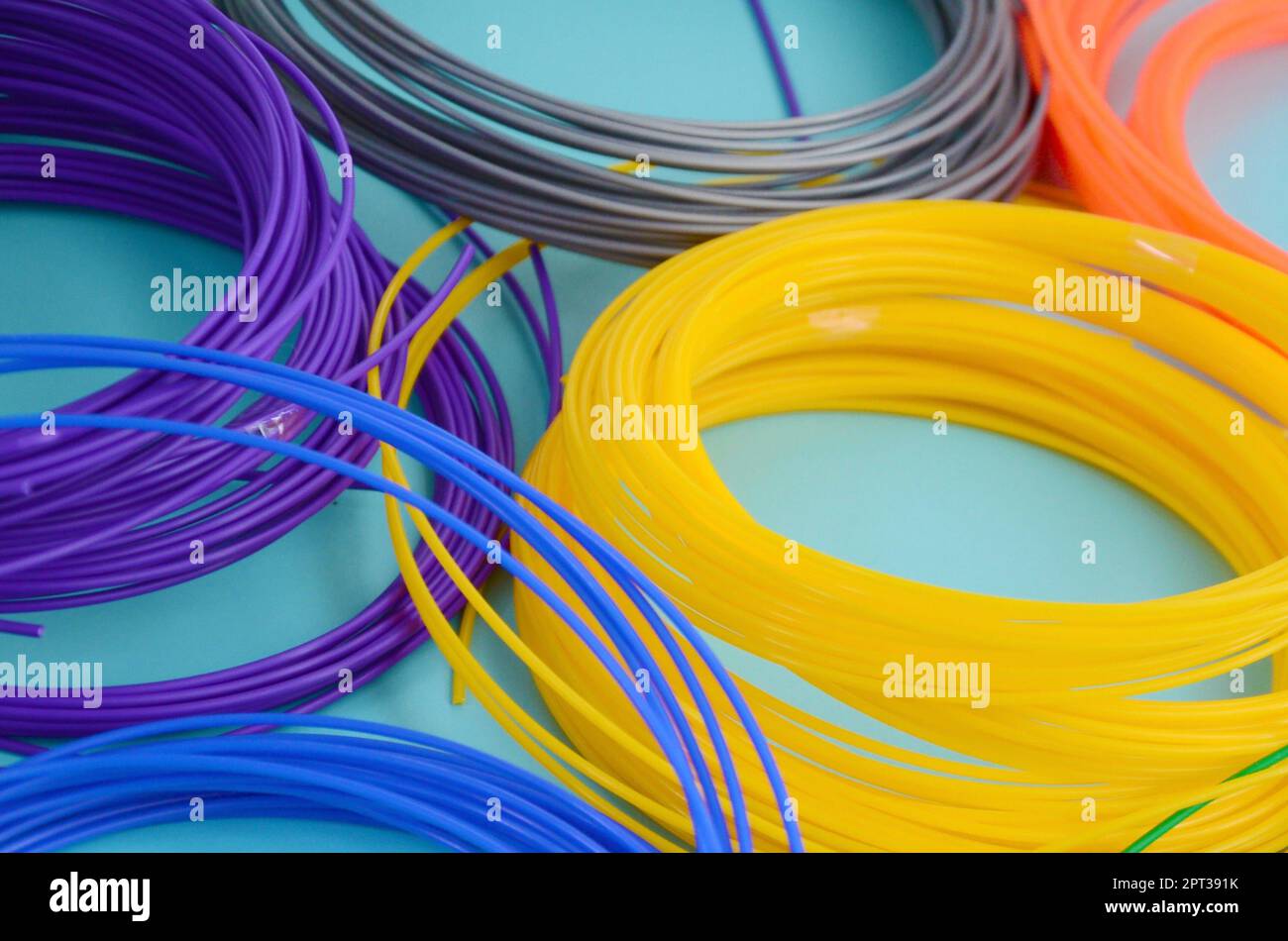 3D printing pen filaments of various colors. Plastic PLA and ABS ...