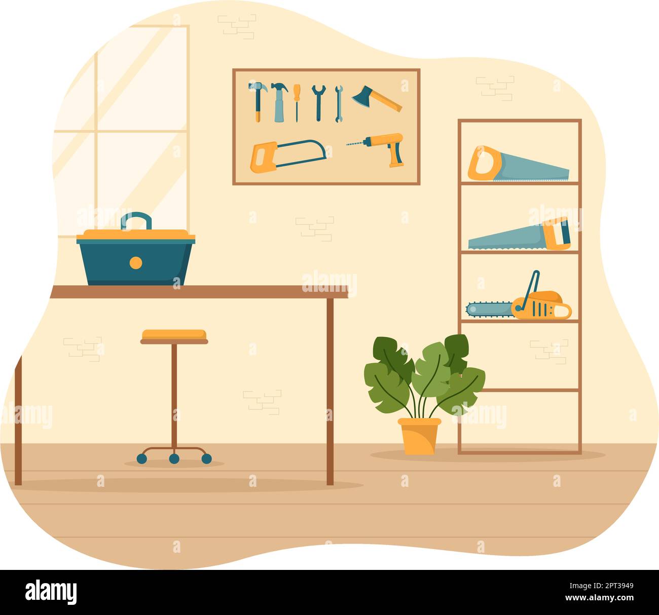 Woodworking with Wood Cutting by Modern Craftsman and Worker using Tools Set in Flat Cartoon ...