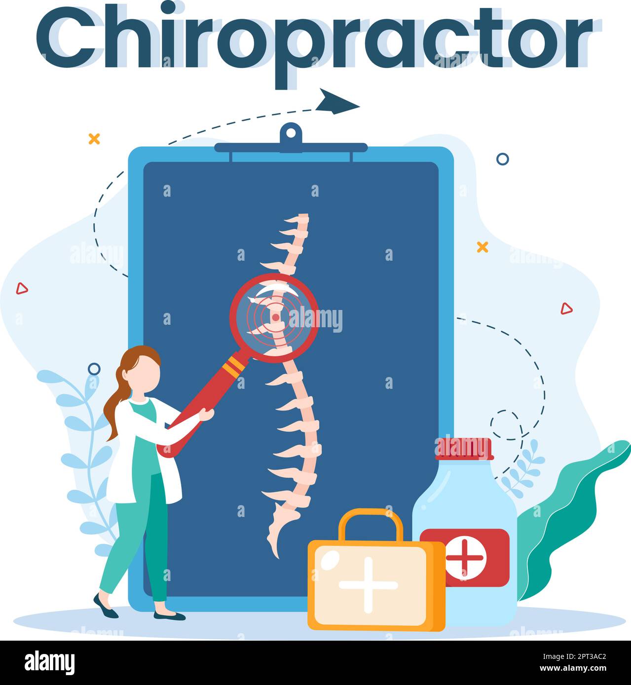 Chiropractor Flat Cartoon Hand Drawn Templates Illustration of Patient ...