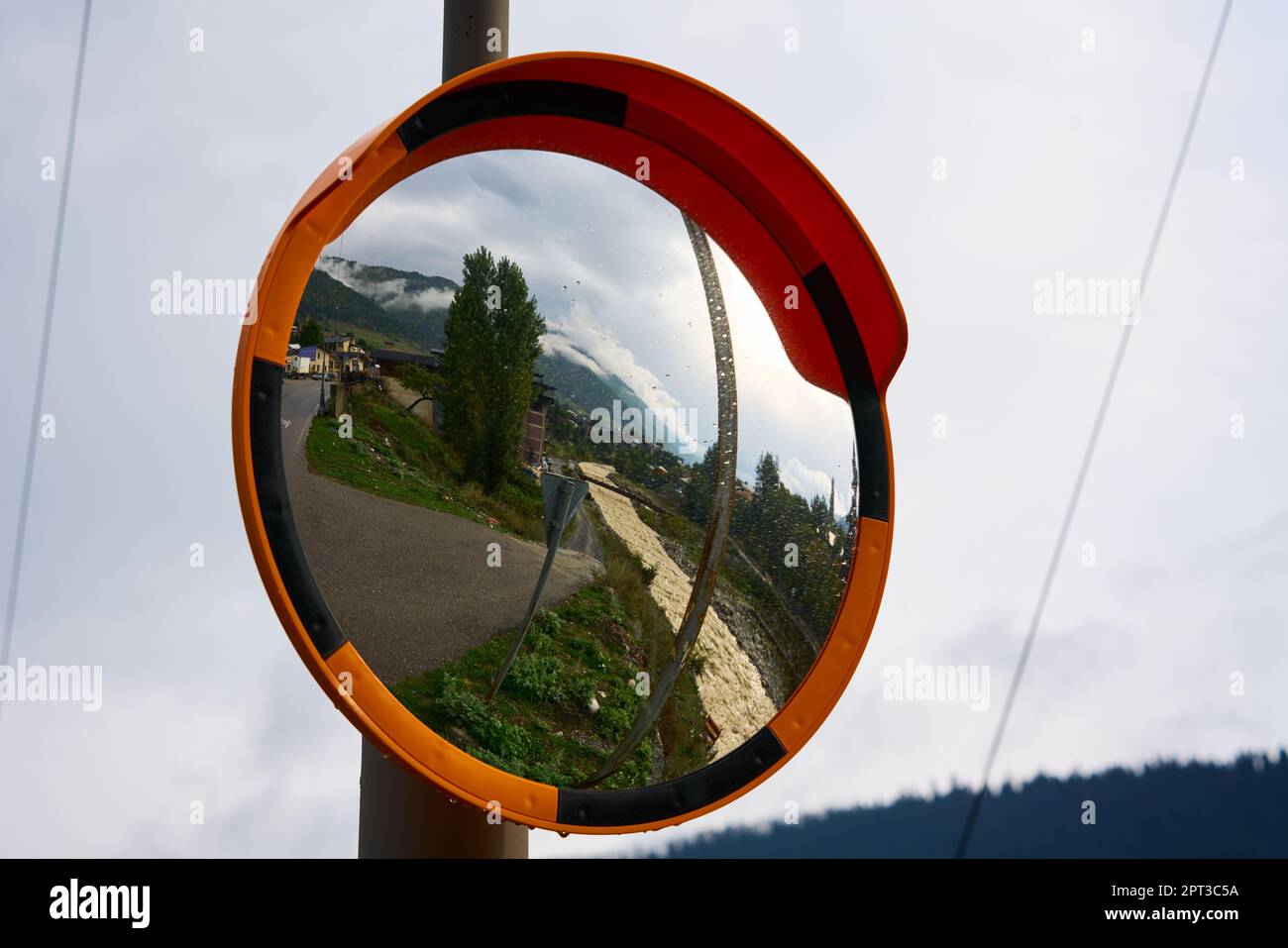 Mestia, Georgia - October 5, 2022: A road, river Mestiatchala ...