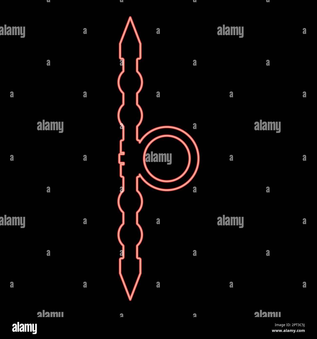 Neon santensu weapon of samurai for hand red color vector illustration ...