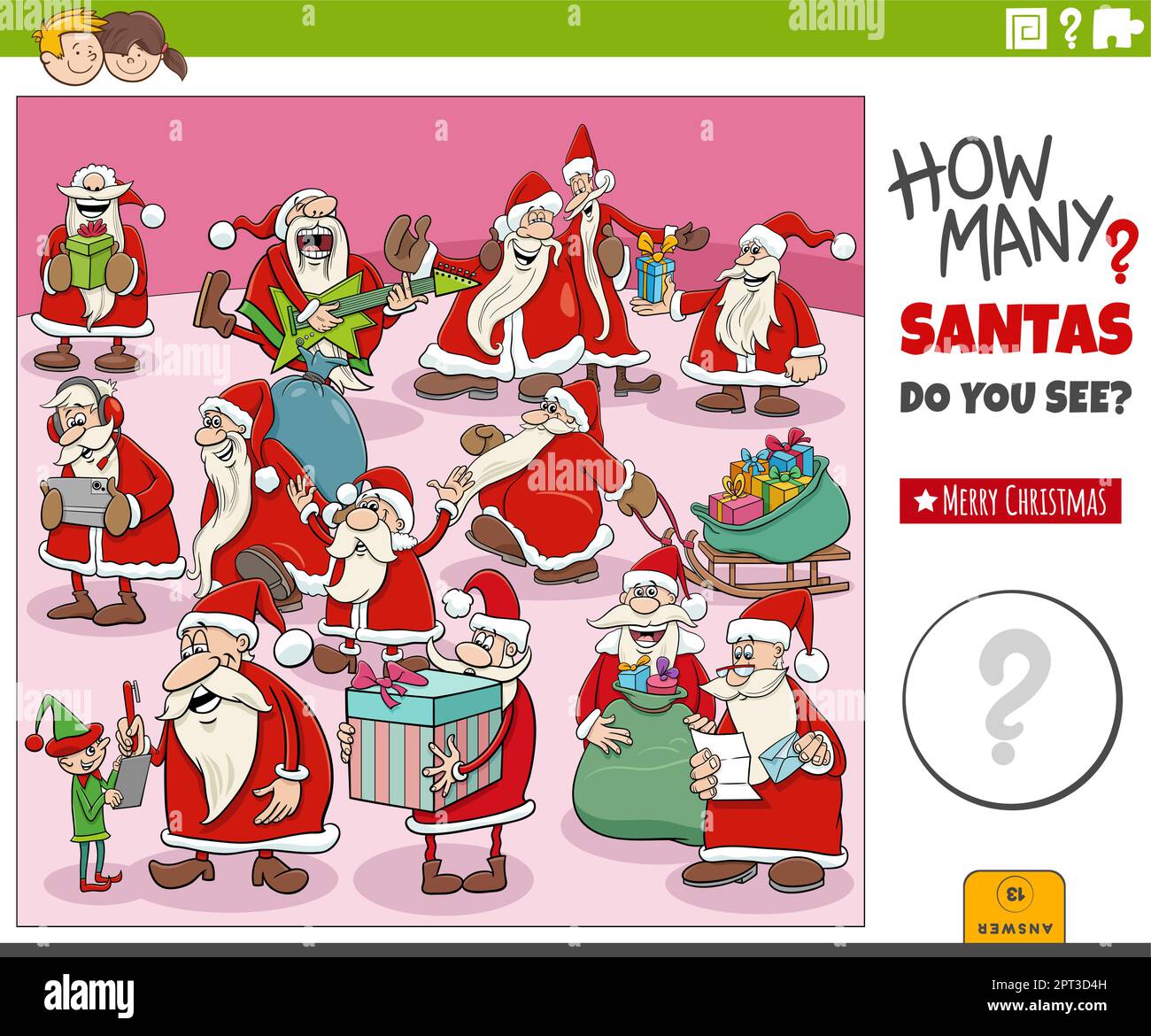 counting cartoon Santa Claus characters educational task Stock Vector ...