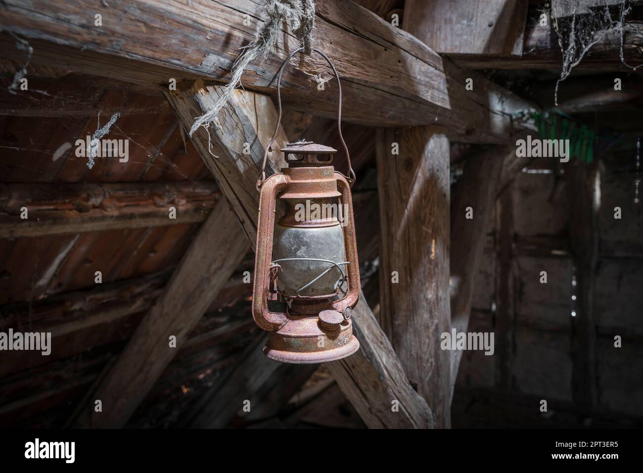 rusty lantern in a abandoned house Stock Photo - Alamy