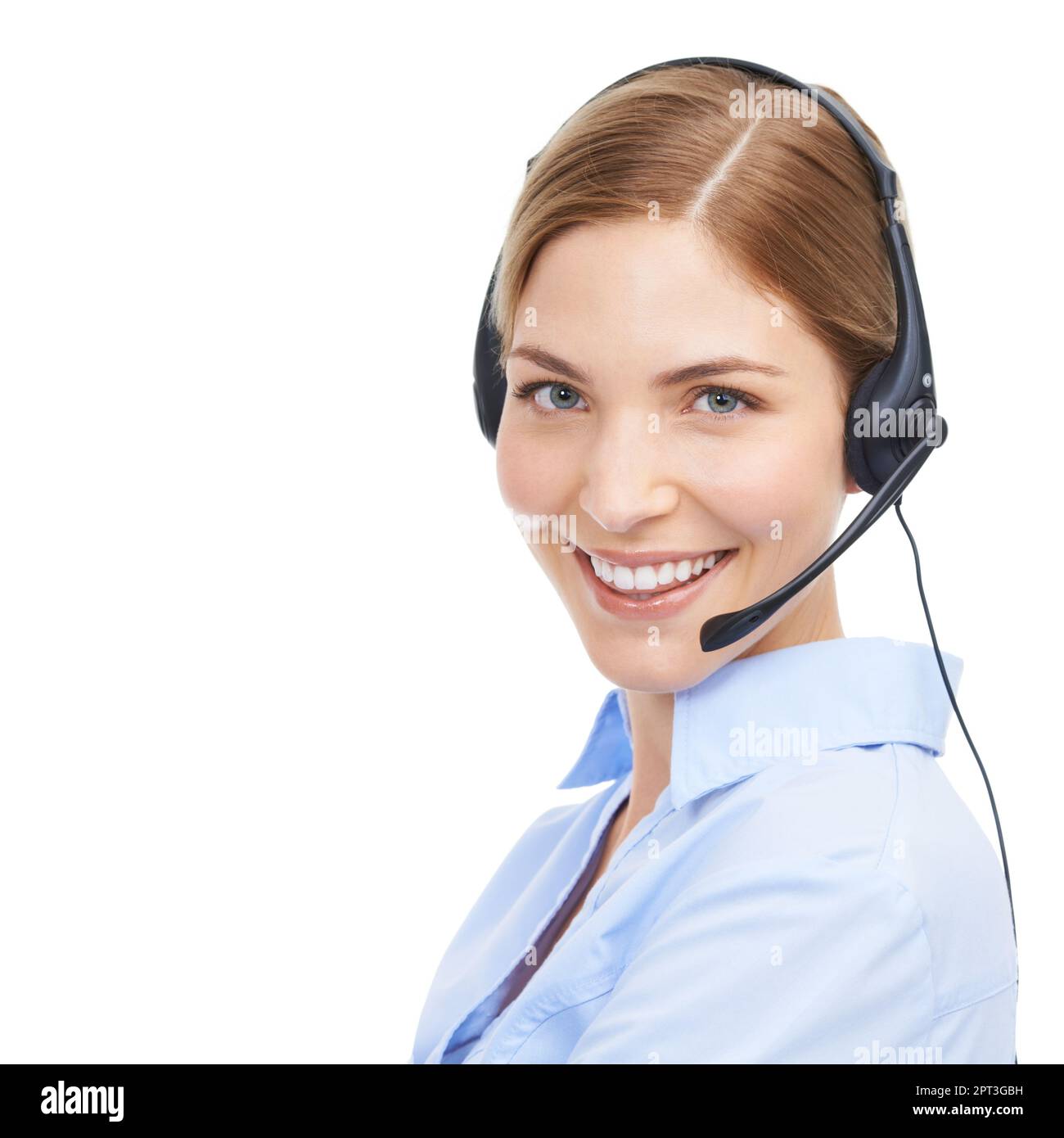 Support is just a call away. Studio shot of a beautiful young ...