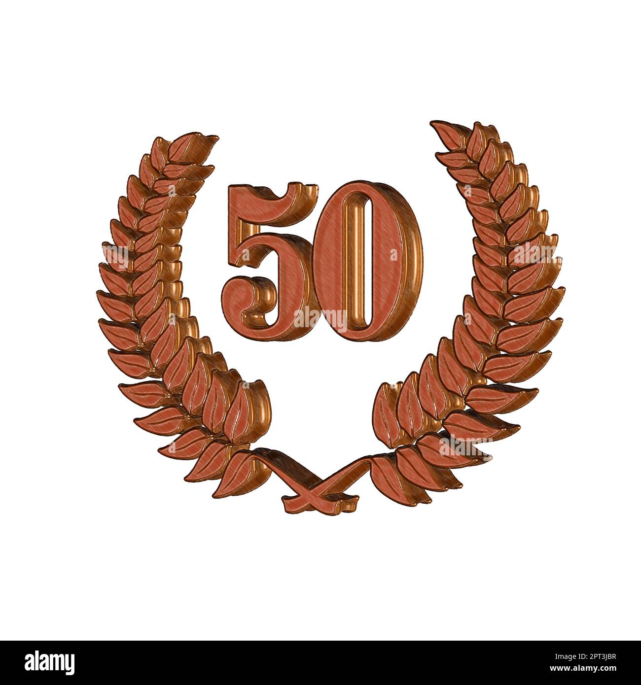 Number 50 with laurel wreath or honor wreath as a 3D-illustration, 3D ...