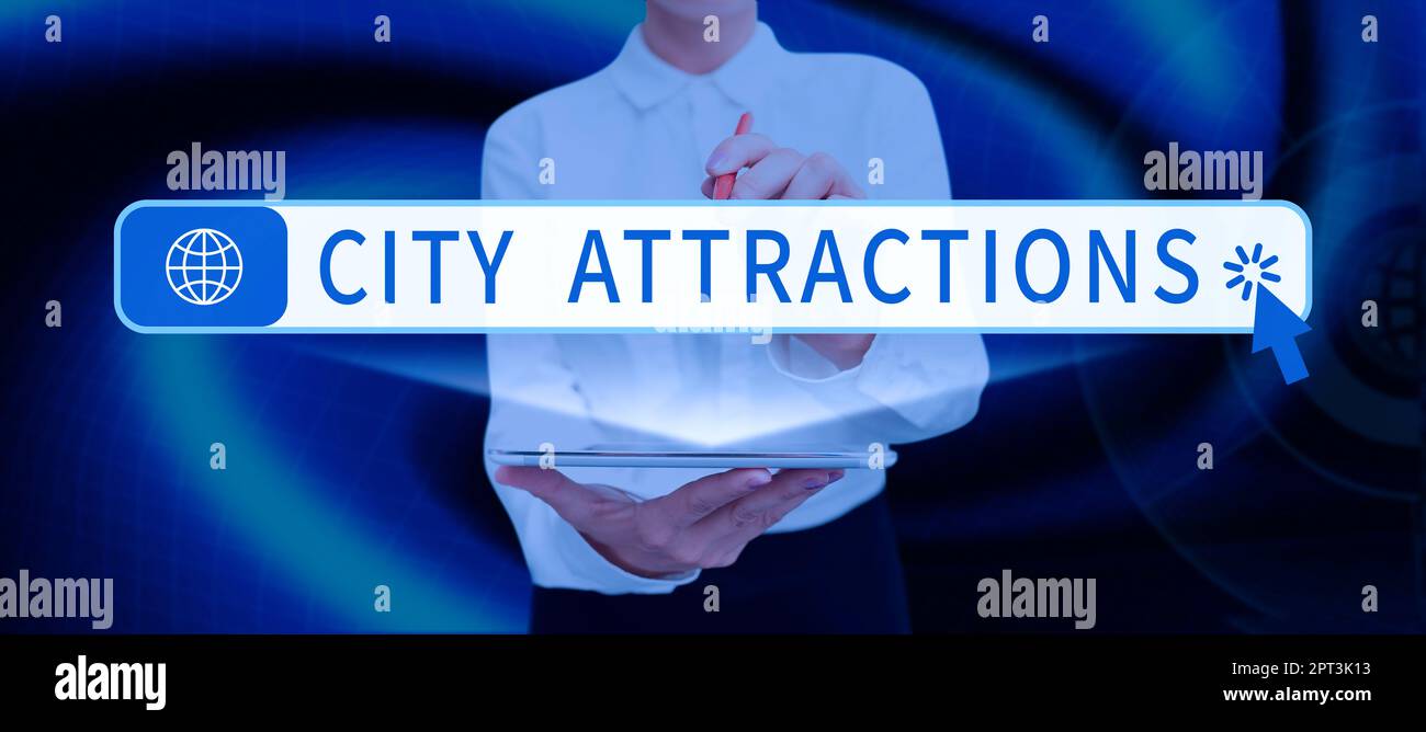 Writing displaying text City Attractions, Conceptual photo on demand availability of computer ...