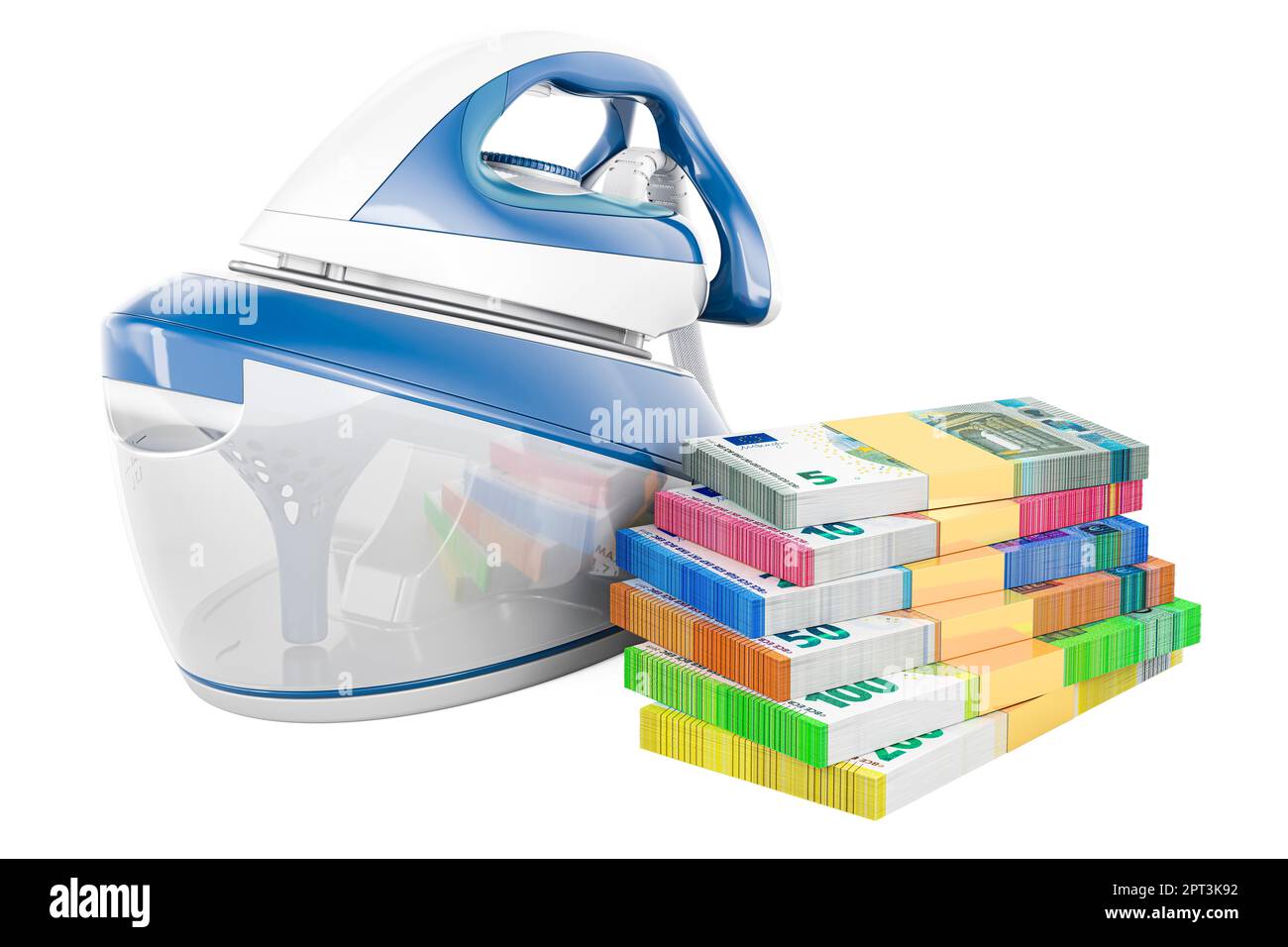 Steam generator iron with euro packs, 3D rendering isolated on white ...