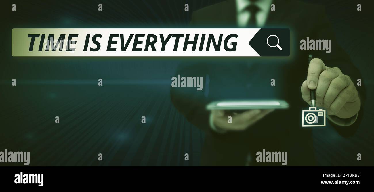 Text sign showing Time Is Everything, Word Written on the right moment ... Text sign showing Time Is Everything, Word Written on the right moment ...