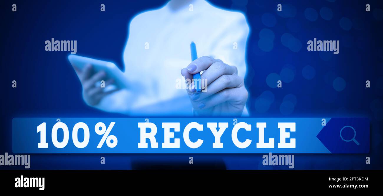 Hand writing sign 100 Percent Recycle, Business approach Set of ...