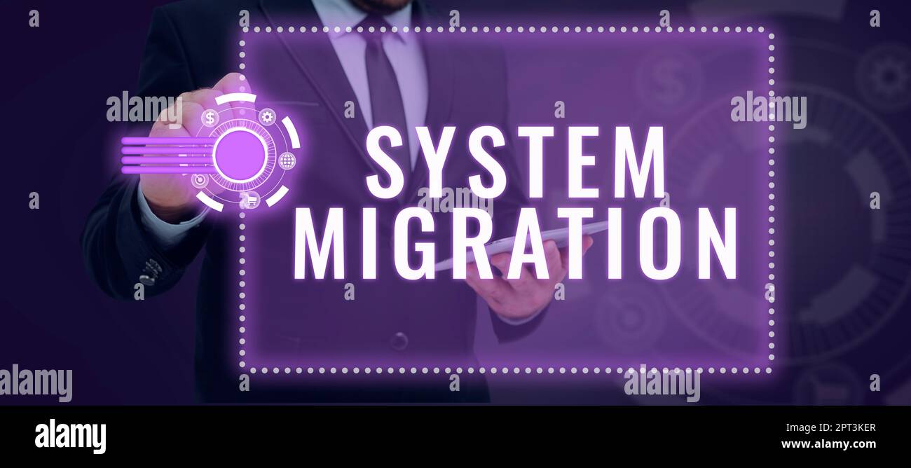 Conceptual caption System Migration, Business showcase group of ...