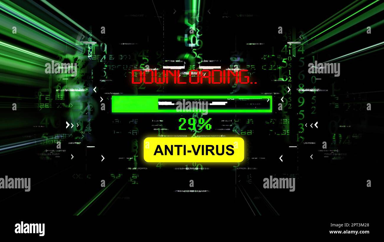 Downloading antivirus progress bar on the screen Stock Photo - Alamy