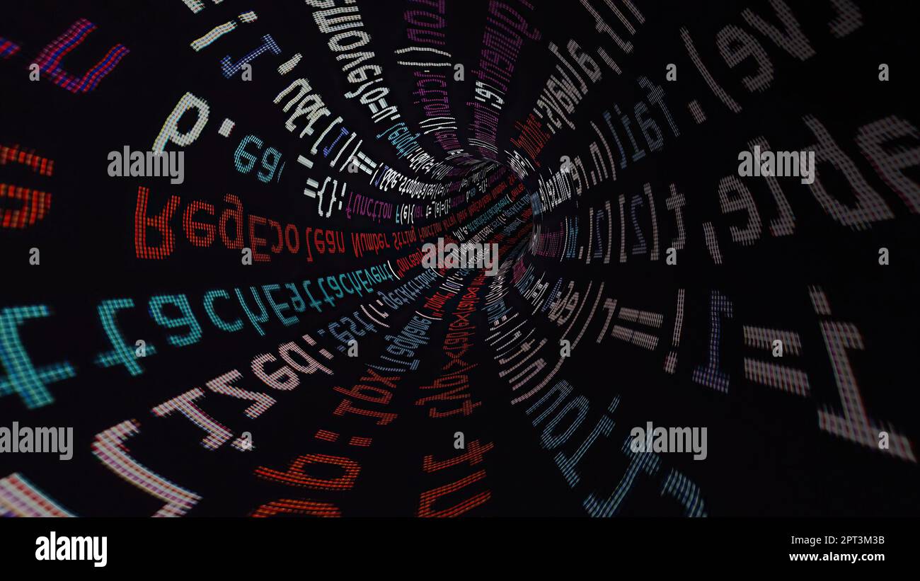 Driving through code data tunnel Stock Photo - Alamy