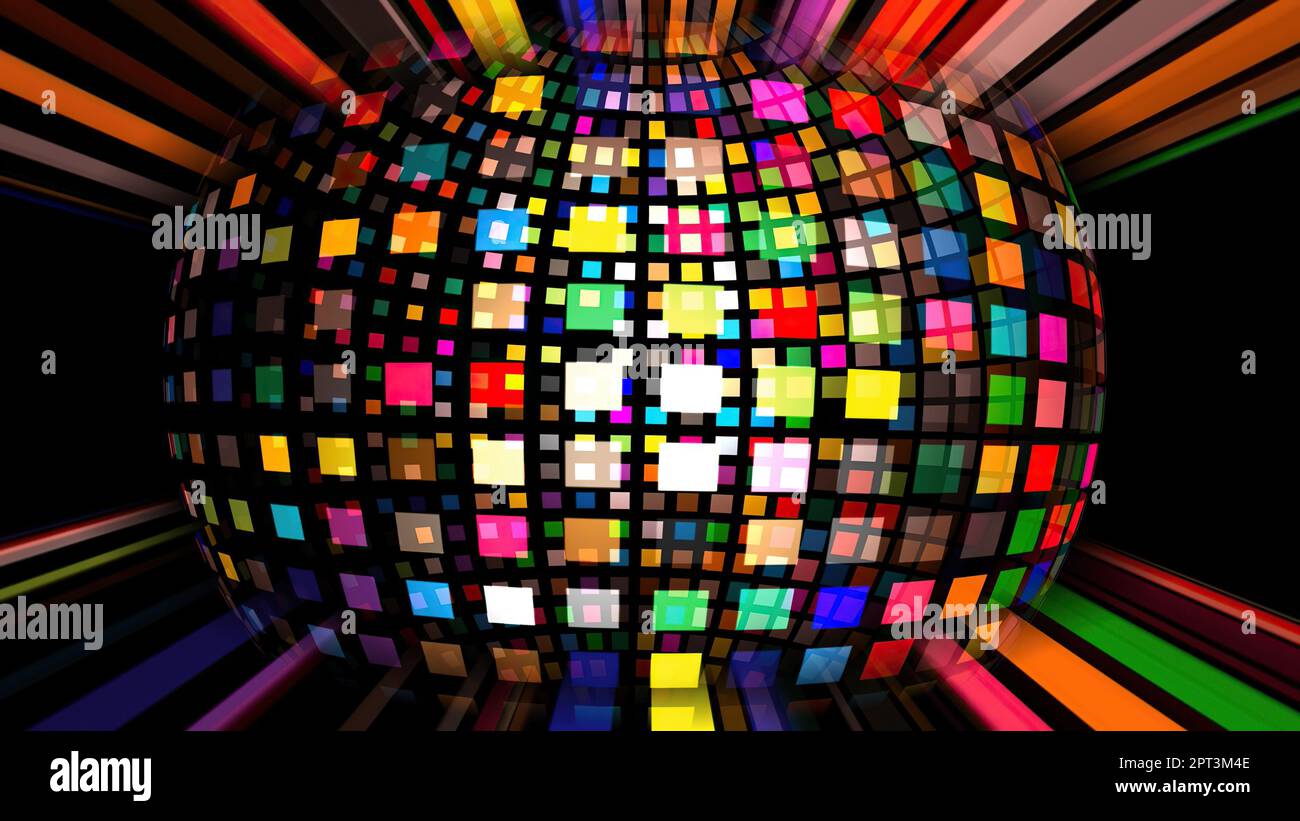 Colorful pixels on rotating sphere Stock Photo - Alamy