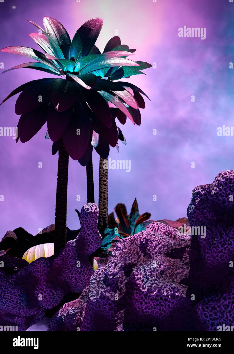 3D rendering of a science fiction alien landscape Stock Photo - Alamy