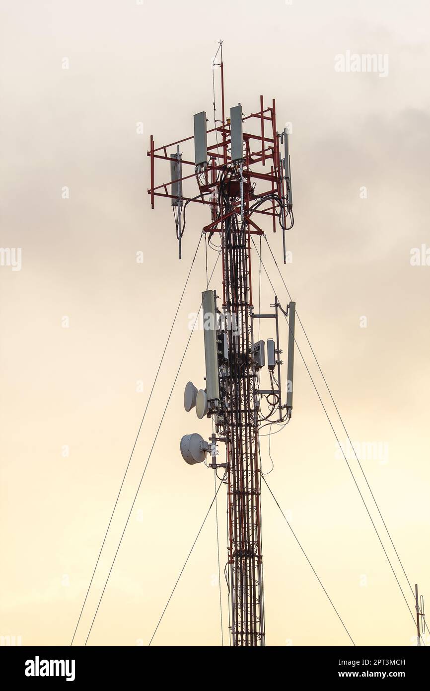 Panel Antenna installed on steel posts On high-rise buildings in the ...