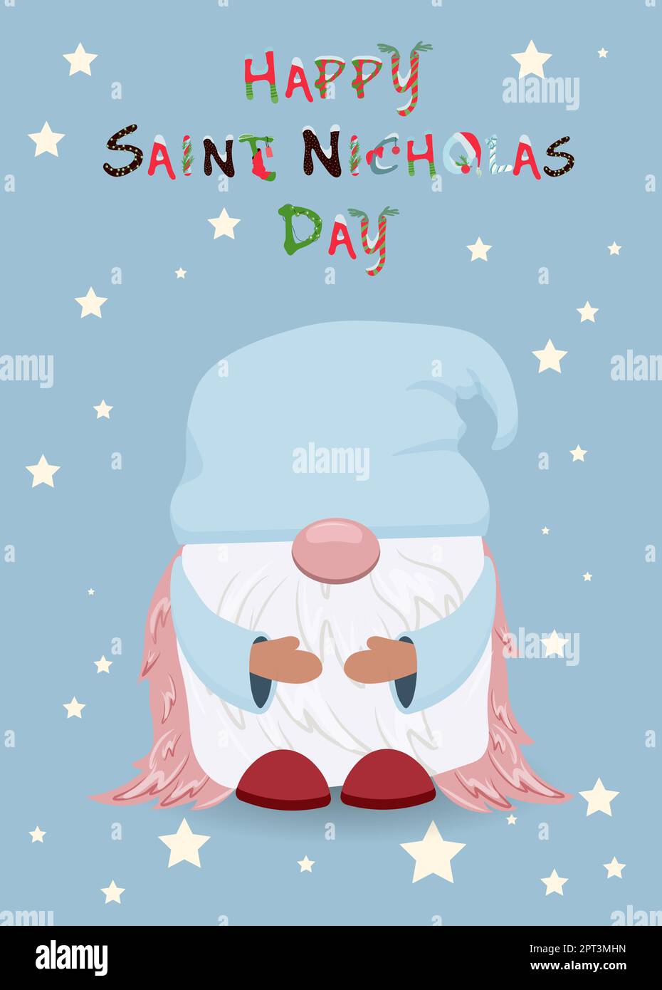 Saint Nicholas Day postcard. Angel Helper of St. Nicholas Stock Photo ...