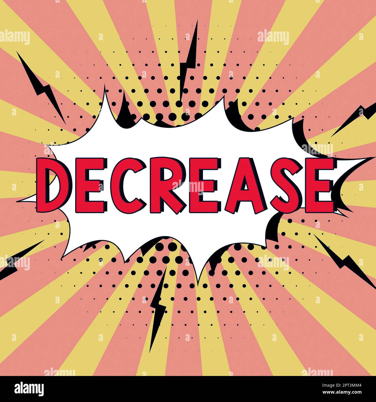 Conceptual caption Decrease, Business idea make or become smaller or fewer in size amount ...