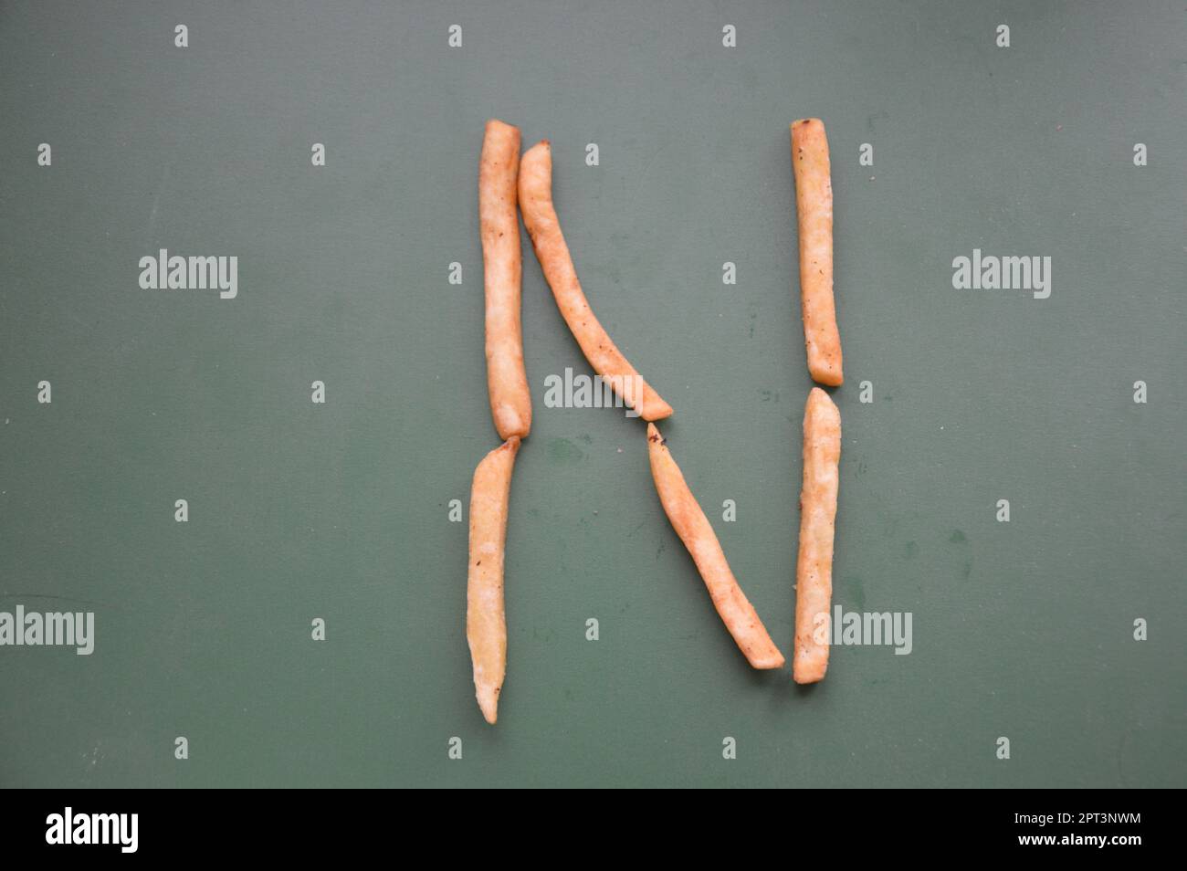 Letters of the english alphabet laid out from french a the fries Stock ...