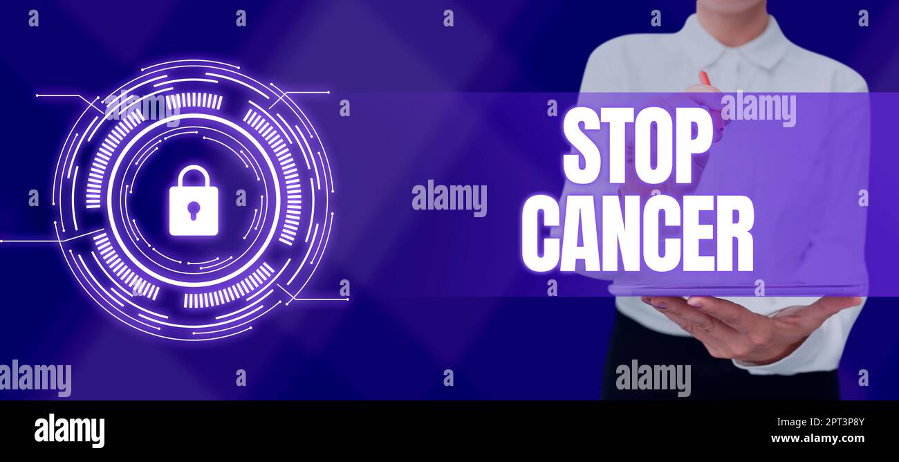 Text caption presenting Stop Cancer, Business concept quit the use of ...