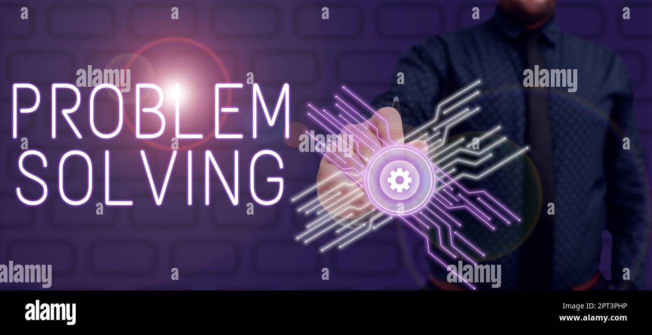 Hand writing sign Problem Solving, Concept meaning having a good capability of finding a ...