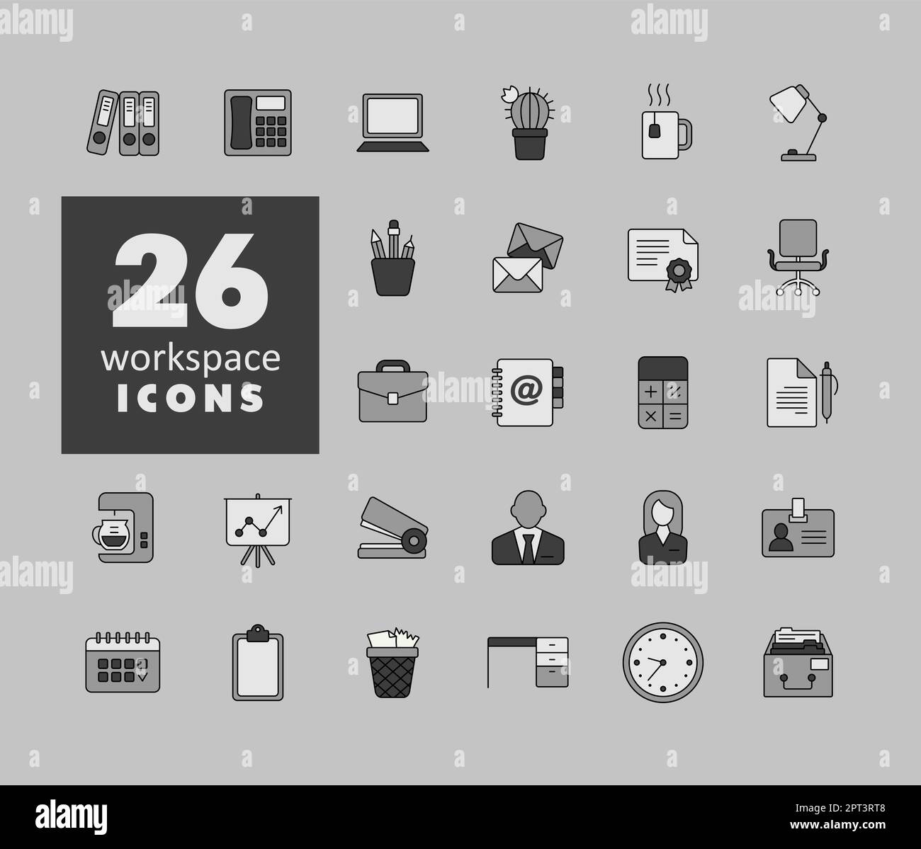 Workspace outline grayscale icon. Workspace sign Stock Vector Image ...