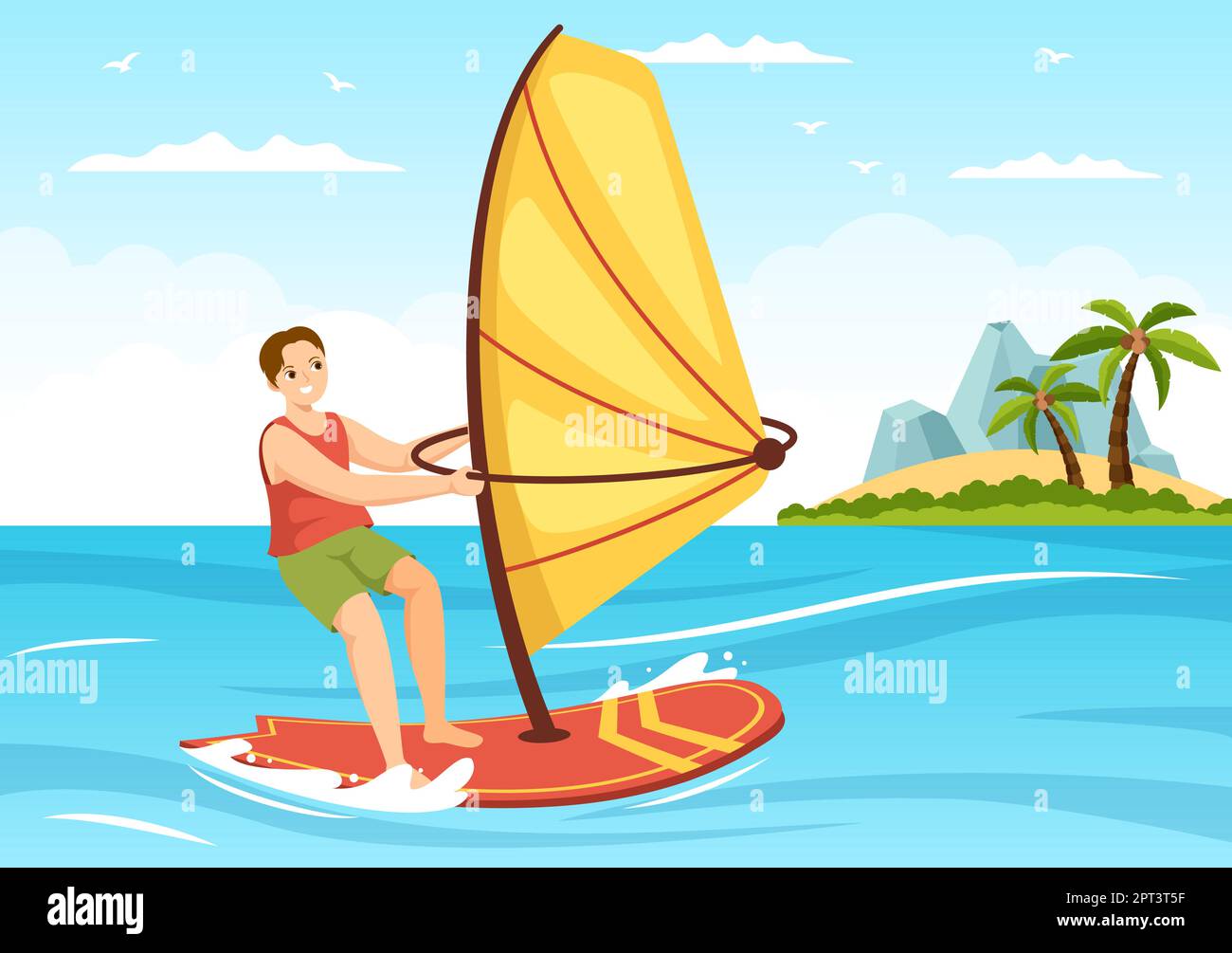 Windsurfing with the Person Standing on the Sailing Boat and Holding ...