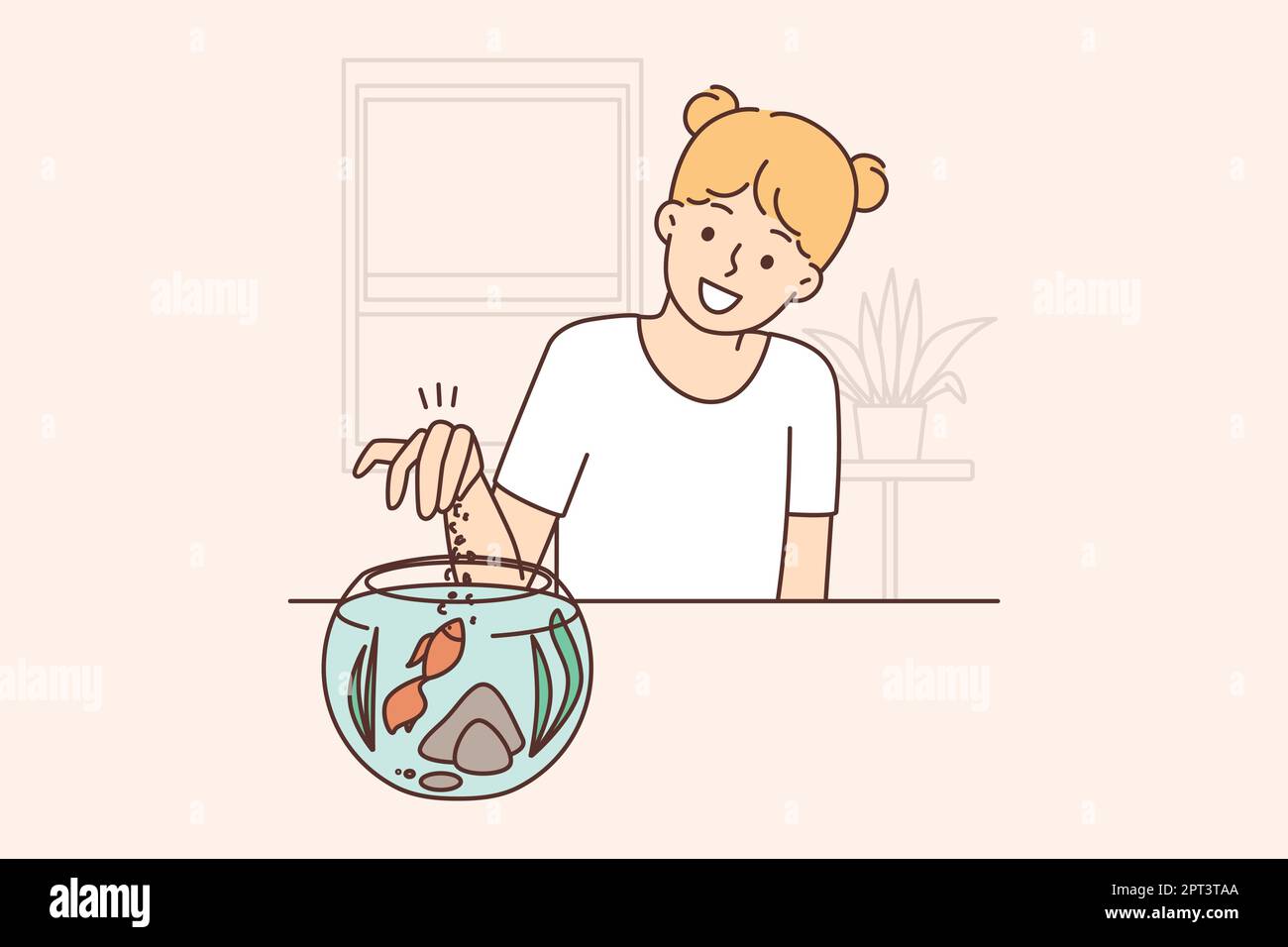Girl at aquarium Stock Vector Images - Alamy