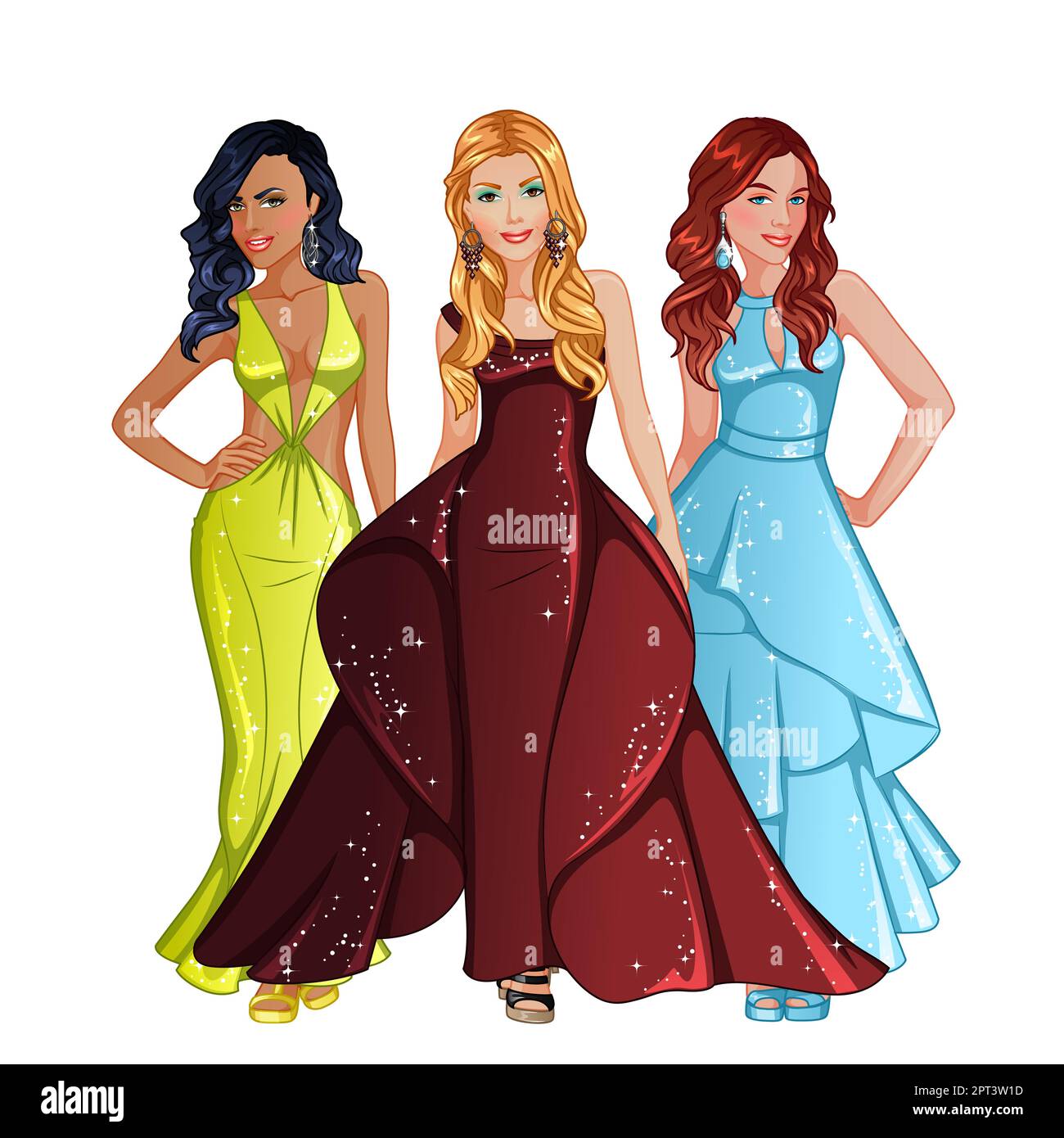 Beauty Pageant Theme Beautiful Female Characters Stock Vector Image ...
