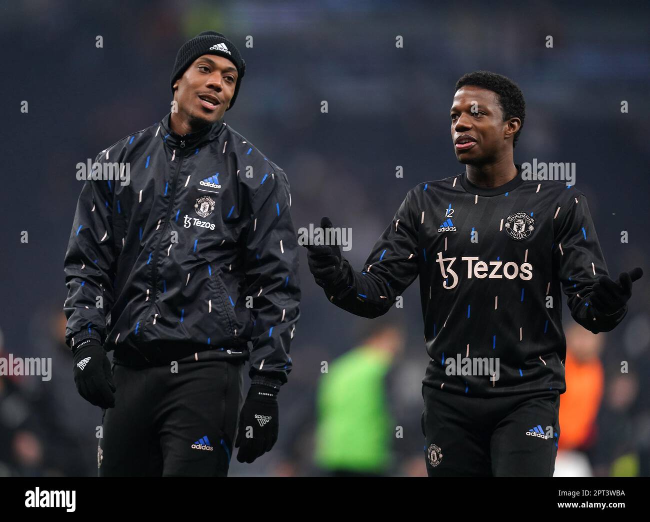 Manchester United's Tyrell Malacia (right) and Anthony Martial the ...