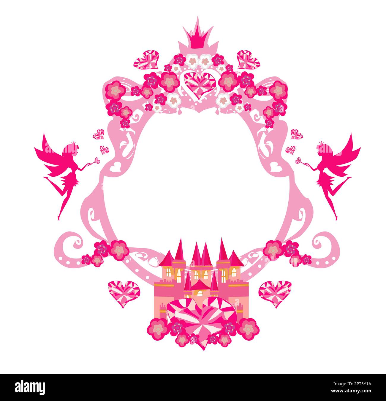Fairytale frame with little fairies and castle Stock Photo - Alamy