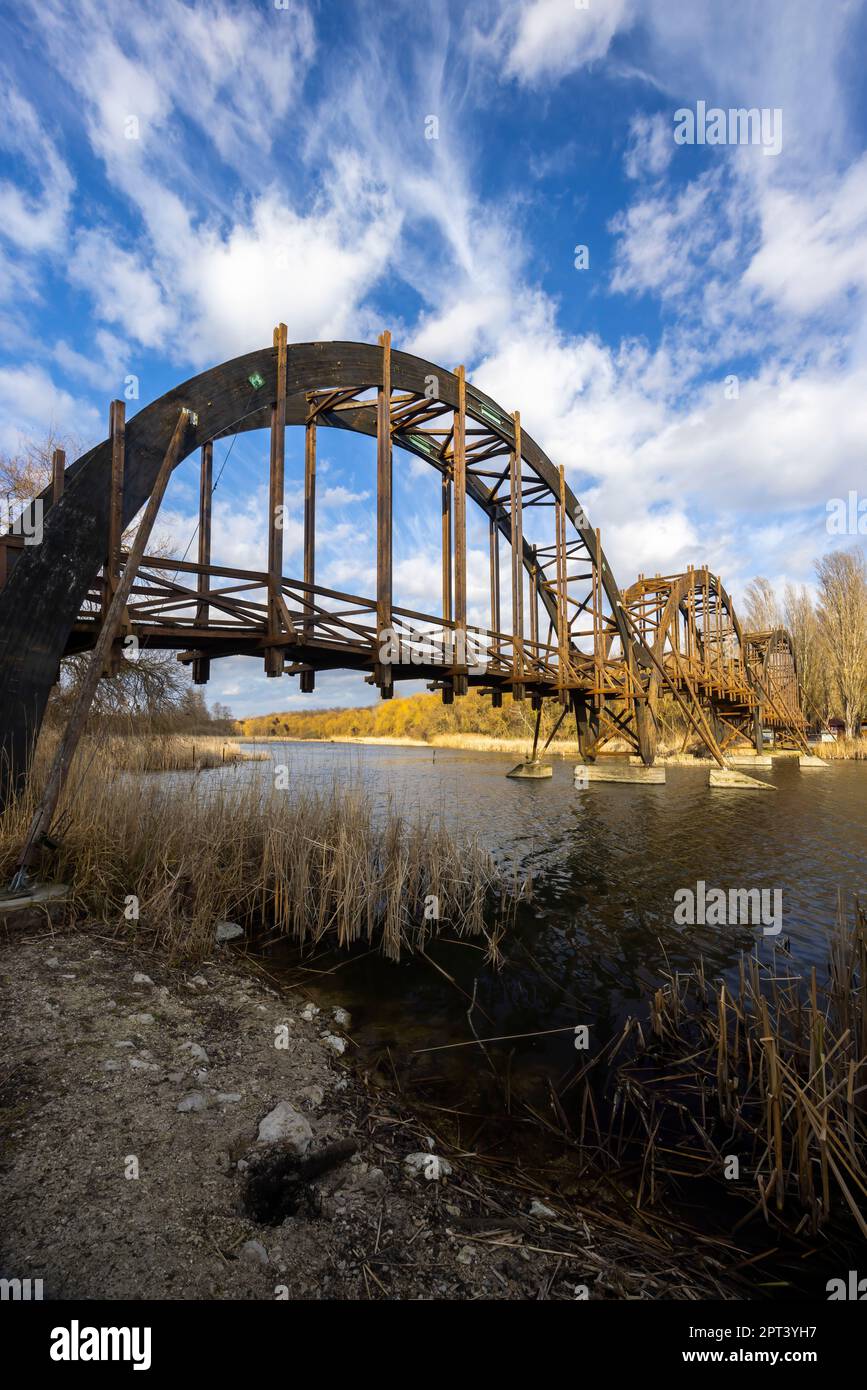 Wooden bridge in Balaton-felvideki nature reserve, Kis-Balaton ...