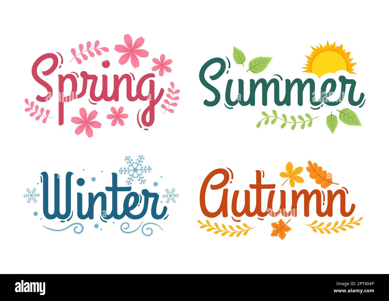 Scenery of the Four Seasons of Nature with Landscape Spring, Summer ...