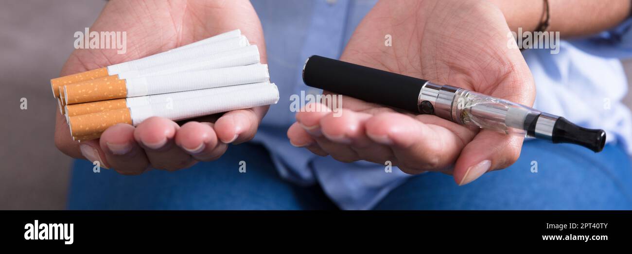 E Cigarette. Quit Nicotine Smoking. Electronic Tobacco Inhaler Stock ...