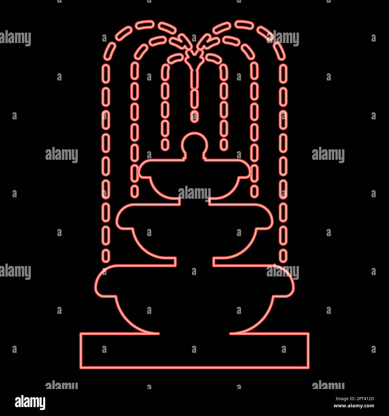 Neon fountain Tier of Water red color vector illustration image flat ...