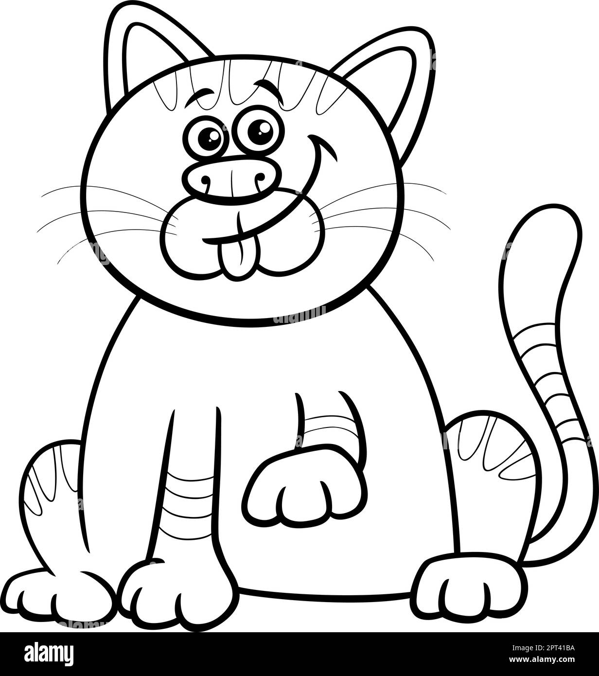 cartoon cat animal character coloring page Stock Vector Image & Art - Alamy