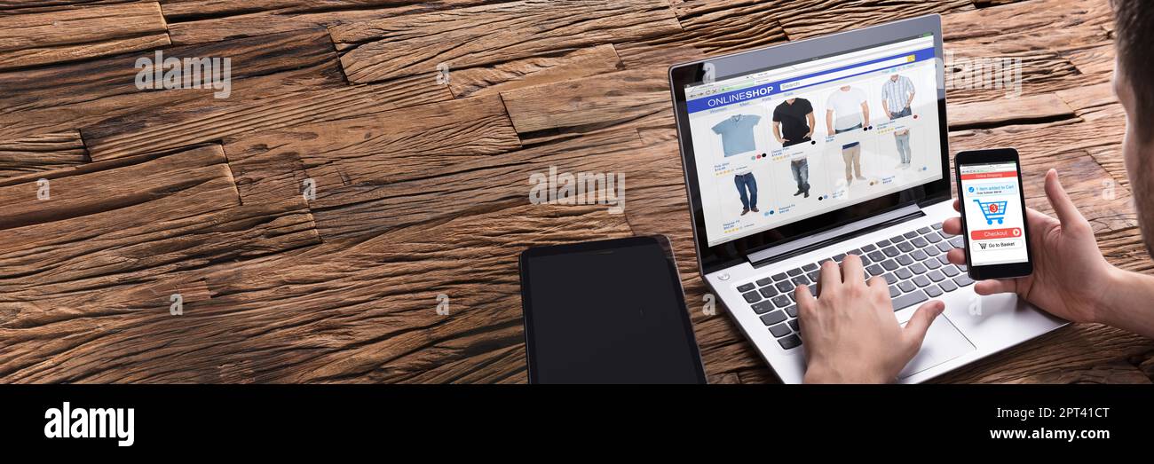 Ecommerce Mobile Website Shop On Screen. Online Store Stock Photo - Alamy