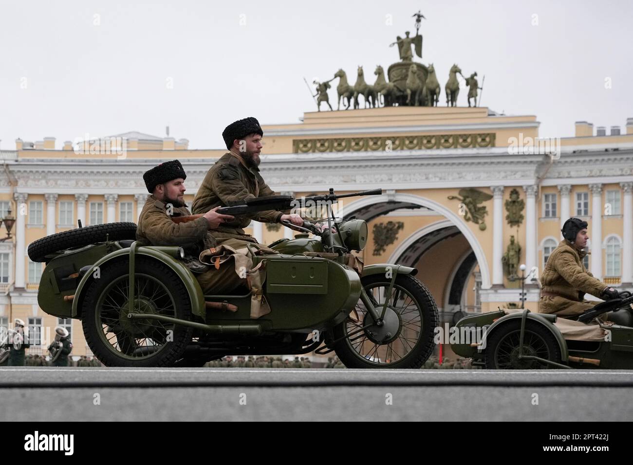 Members of historical clubs wearing World War II Soviet army uniform ...